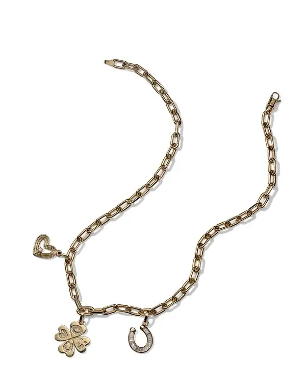 Adina Reyter 14k Yellow Diamond Baguette Horseshoe Pendant - Gold