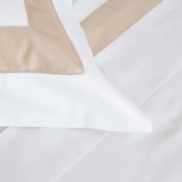 Frette Bicolore Standard Sham - White/savage Beige