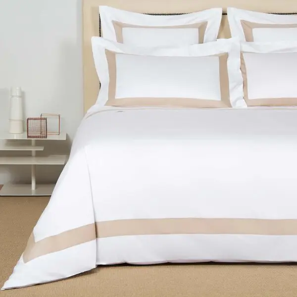 Frette Bicolore Standard Sham - White/savage Beige