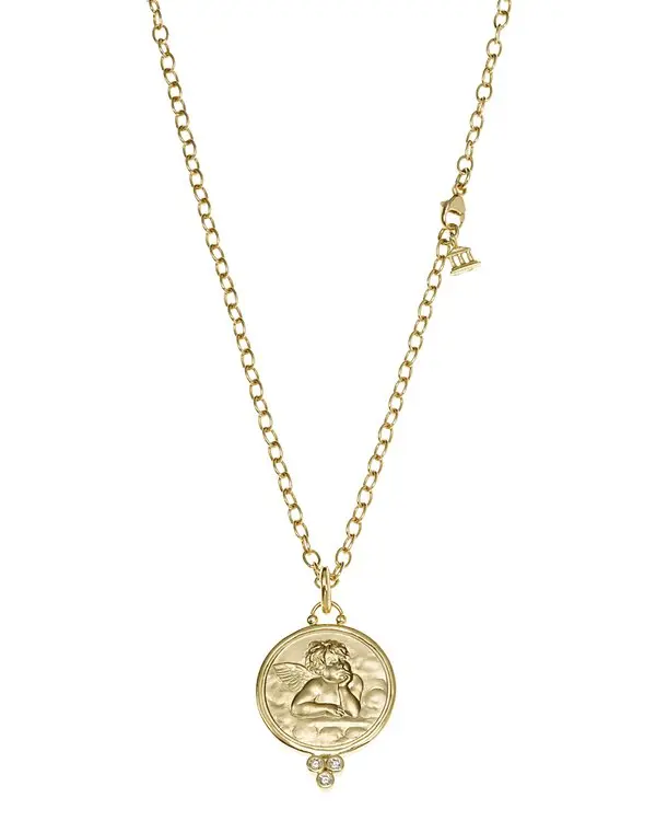Temple St. Clair 18k Gold Angel Pendant With Diamonds - Gold/white