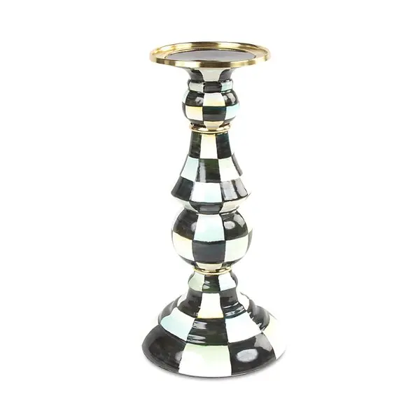 MACKENZIE-CHILDS Courtly Check Enamel Pillar Candlestick, Large - No Color
