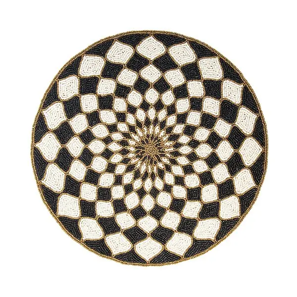 MACKENZIE-CHILDS Black & Ivory Kaleidoscope Placemat - Black/ivory