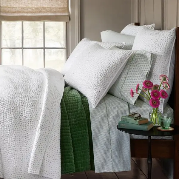 JOHN ROBSHAW Cinde Print Cotton Standard Pillowcase, Pair - Sage
