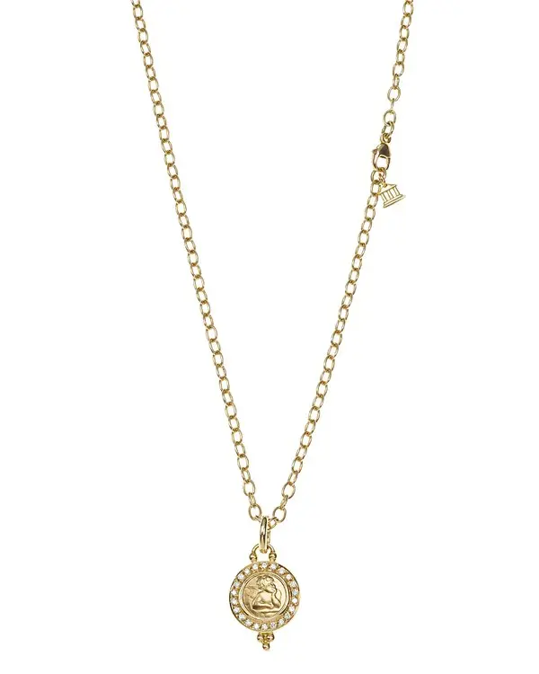 Temple St. Clair 18k Gold Angel Pendant With Diamond Pave - Gold/white