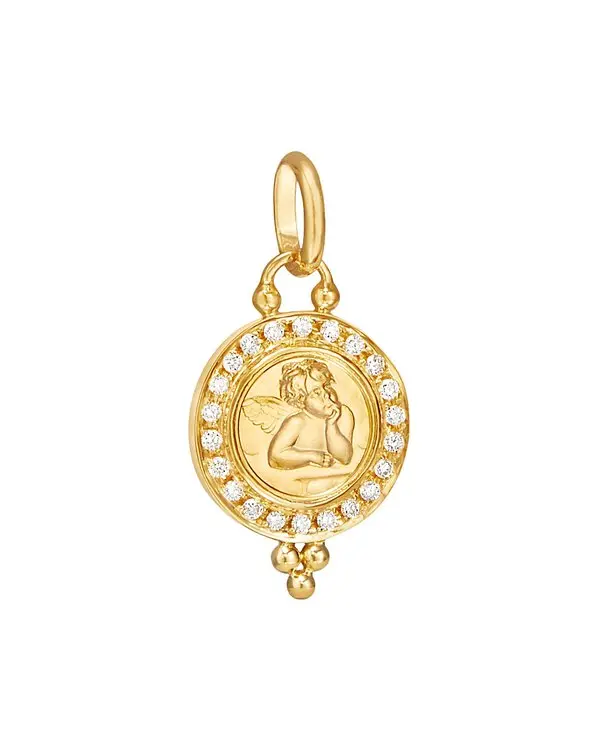 Temple St. Clair 18k Gold Angel Pendant With Diamond Pave - Gold/white