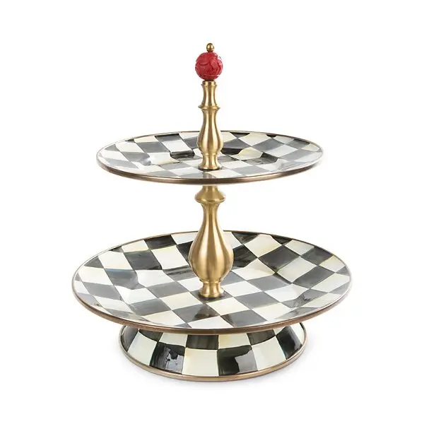 MACKENZIE-CHILDS Courtly Check Enamel Two-tier Sweet Stand - No Color