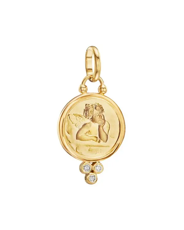 Temple St. Clair 18k Gold Angel Pendant With Diamonds - Gold/white
