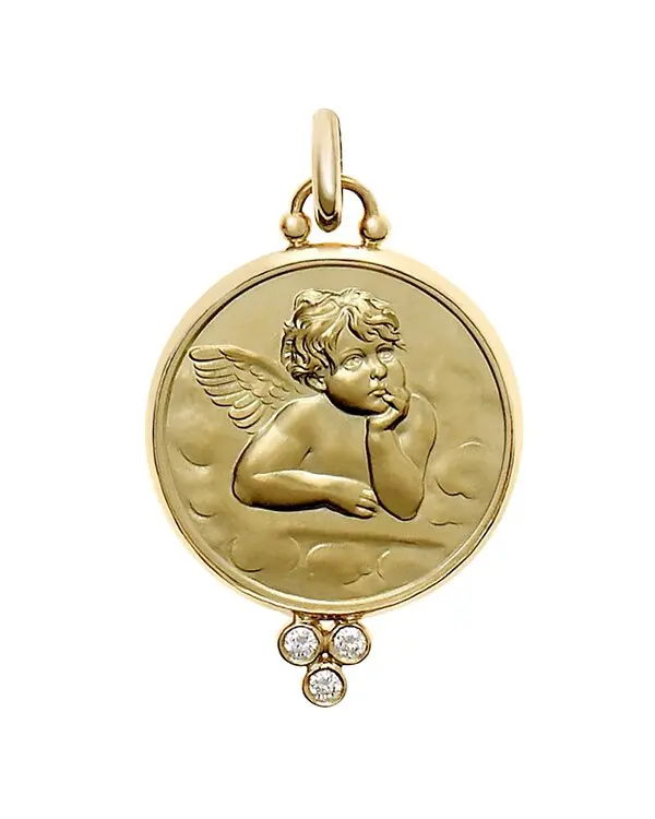 Temple St. Clair 18k Gold Angel Pendant With Diamonds - Gold/white