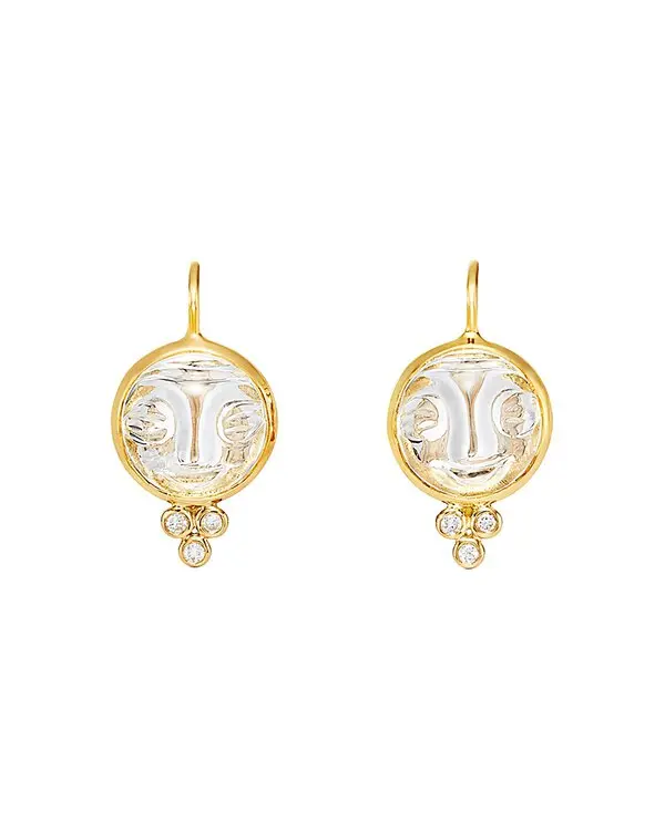 Temple St. Clair 18k Yellow Gold Moonface Earrings - White/gold