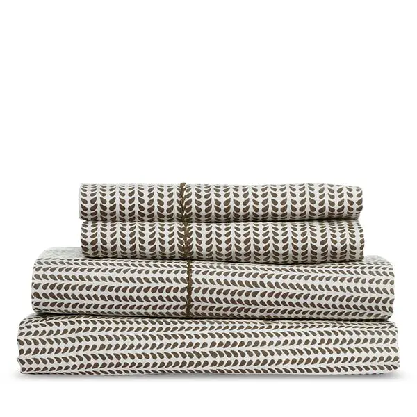 JOHN ROBSHAW Cinde Print Cotton Sheet Set, King - Coffee