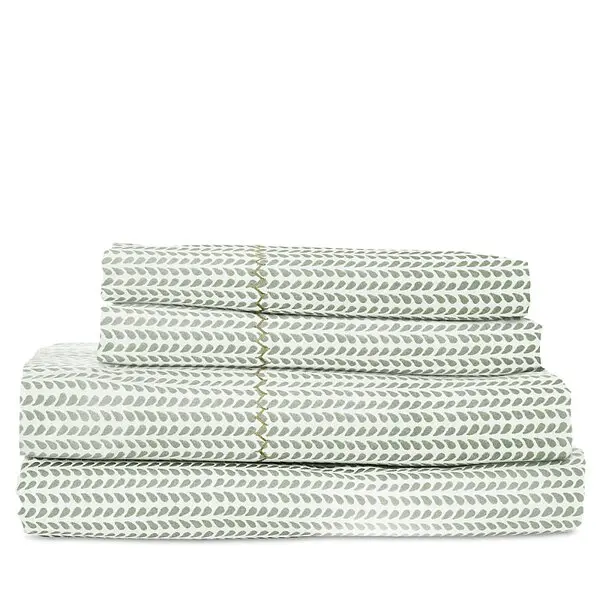 JOHN ROBSHAW Cinde Print Cotton Sheet Set, King - Sage