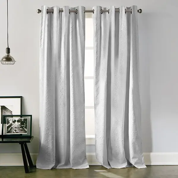 Dkny Chrysanthemum Curtain Panel, 84 X 50 - Gray