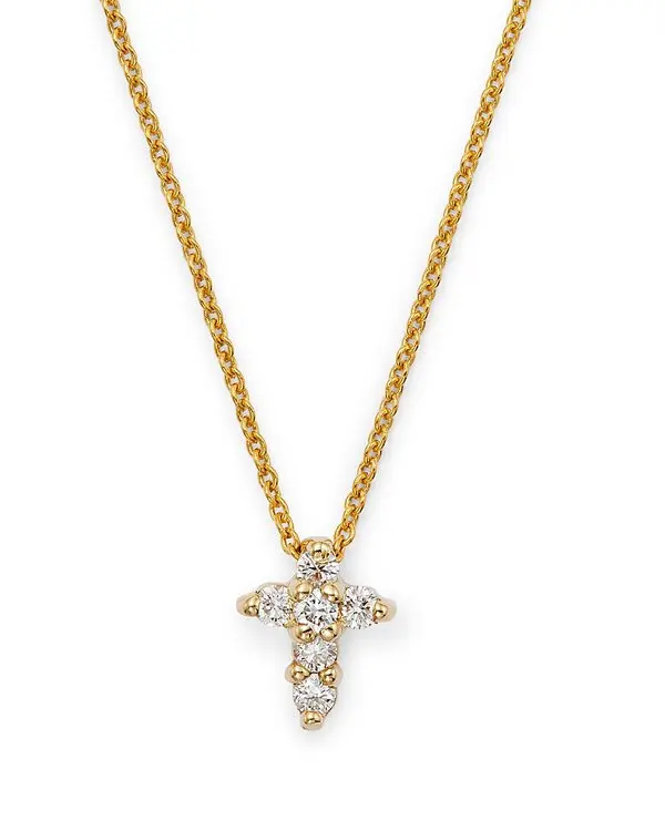 Roberto Coin 18k Yellow Diamond Cross Necklace - Gold