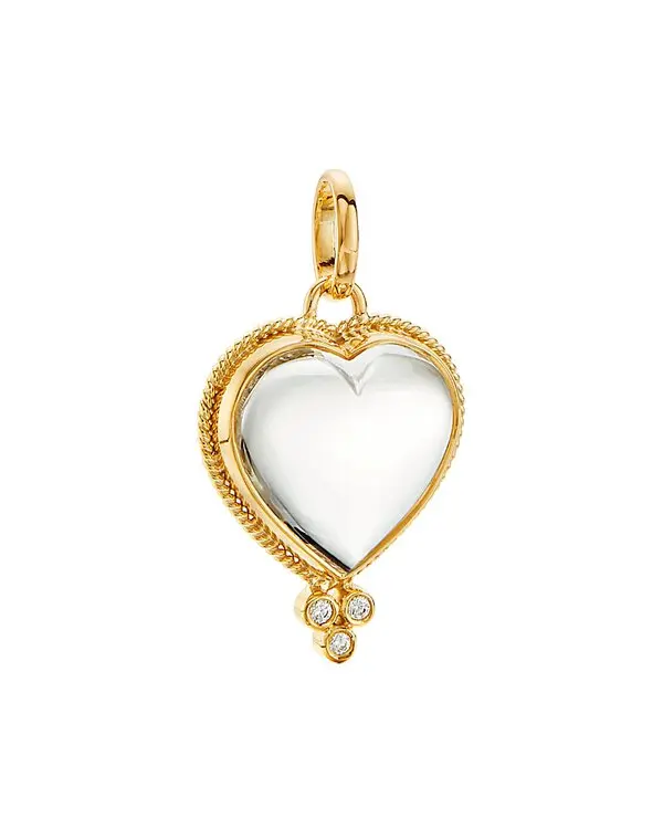 Temple St. Clair 18k Yellow Gold Crystal Heart & Diamond Pendant - White/gold