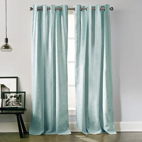 Dkny Chrysanthemum Curtain Panel, 63 X 50 - Aqua