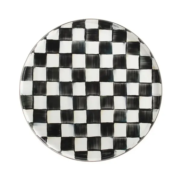 MACKENZIE-CHILDS Courtly Check Enamel Round Tray - Black/white