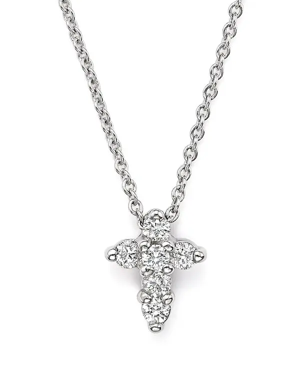 Roberto Coin 18k Diamond Cross Pendant Necklace, 16 - White Gold