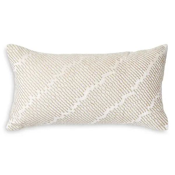 Donna Karan New York Seduction Collection Embroidered Decorative Pillow, 11 X 22 - Ivory