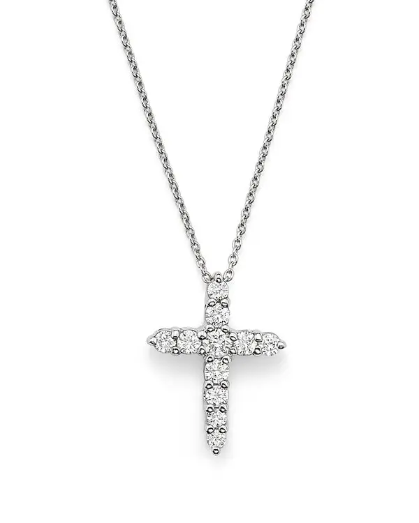 Roberto Coin 18k Gold Diamond Cross Pendant Necklace - White