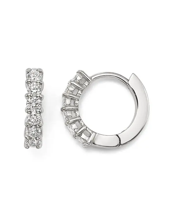 Roberto Coin 18k Gold Diamond Hoop Earrings - White