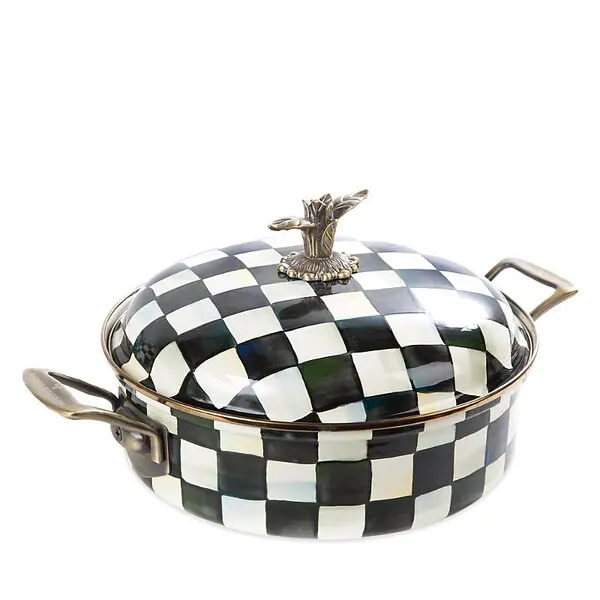 MACKENZIE-CHILDS Courtly Check Enamel 5 Qt. Casserole - Black/white