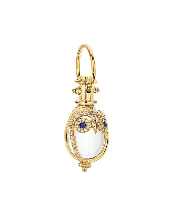 Temple St. Clair 18k Yellow Gold Owlet Pendant - Blue/gold
