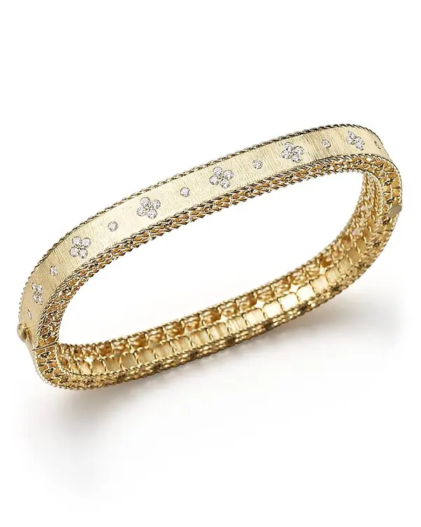 Roberto Coin 18k Yellow And Diamond Bangle - Gold
