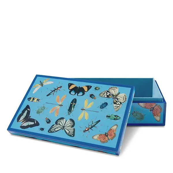 Jonathan Adler Medium Lacquer Botanist Box - Blue