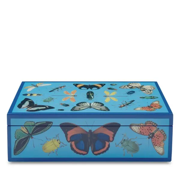 Jonathan Adler Medium Lacquer Botanist Box - Blue