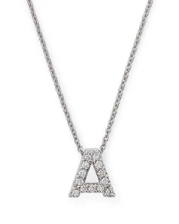 Roberto Coin 18k White Gold Diamond Initial Pendant Necklace - A