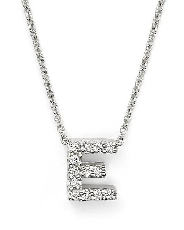 Roberto Coin 18k White Gold Diamond Initial Pendant Necklace - E