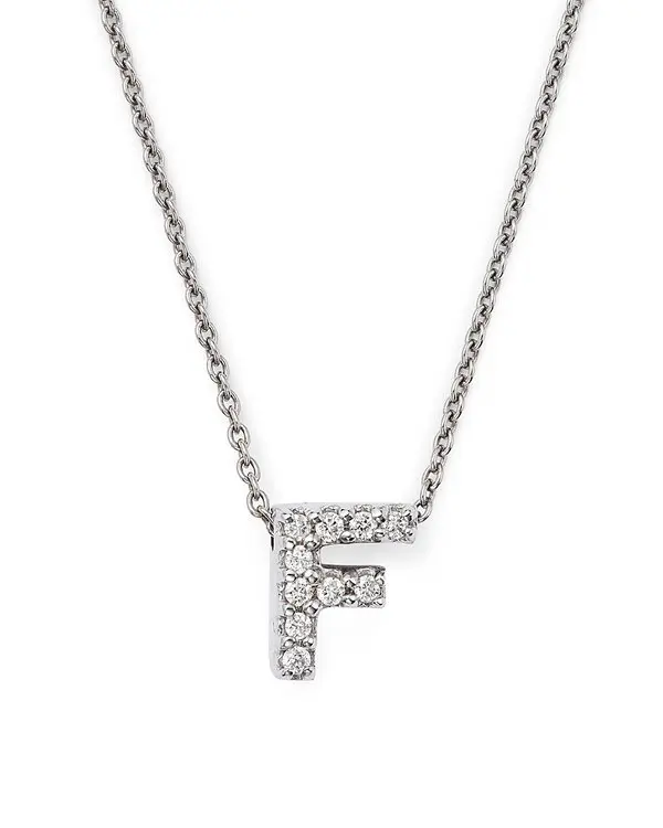Roberto Coin 18k White Gold Diamond Initial Pendant Necklace - F