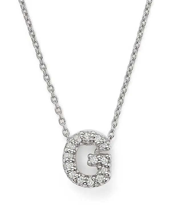 Roberto Coin 18k White Gold Diamond Initial Pendant Necklace - G