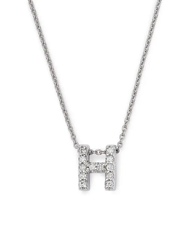 Roberto Coin 18k White Gold Diamond Initial Pendant Necklace - H
