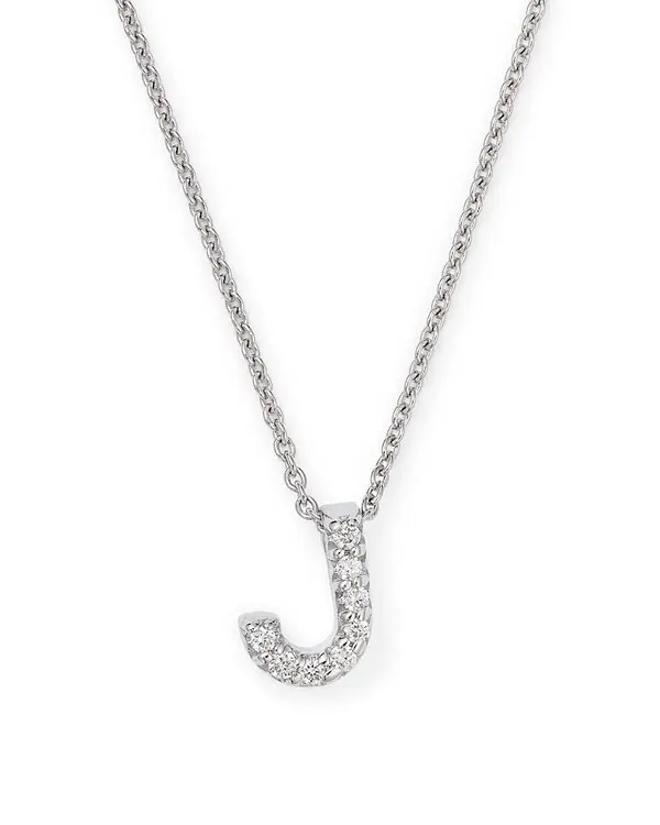 Roberto Coin 18k White Gold Diamond Initial Pendant Necklace - J