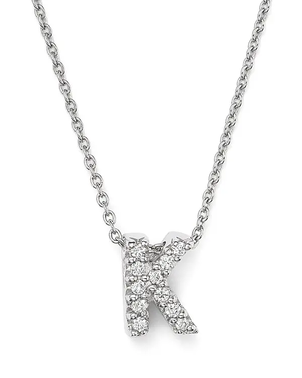 Roberto Coin 18k White Gold Diamond Initial Pendant Necklace - K