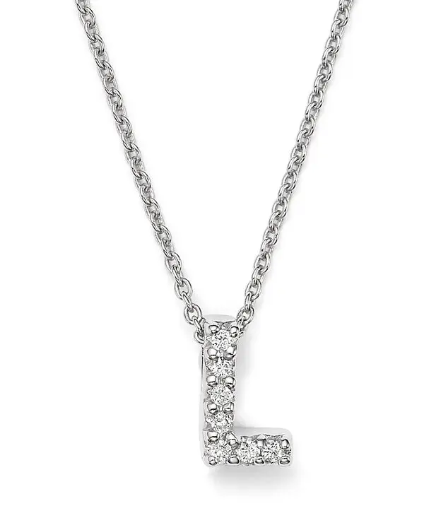 Roberto Coin 18k White Gold Diamond Initial Pendant Necklace - L