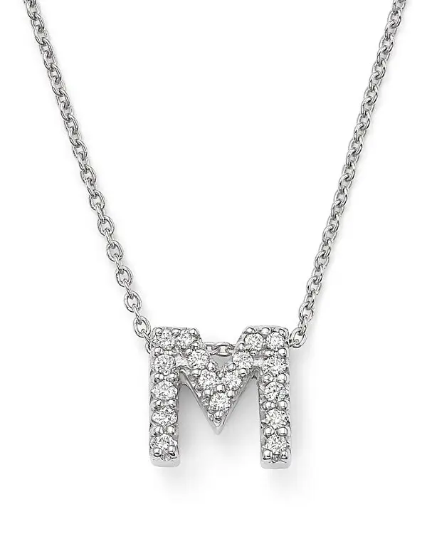 Roberto Coin 18k White Gold Diamond Initial Pendant Necklace - M