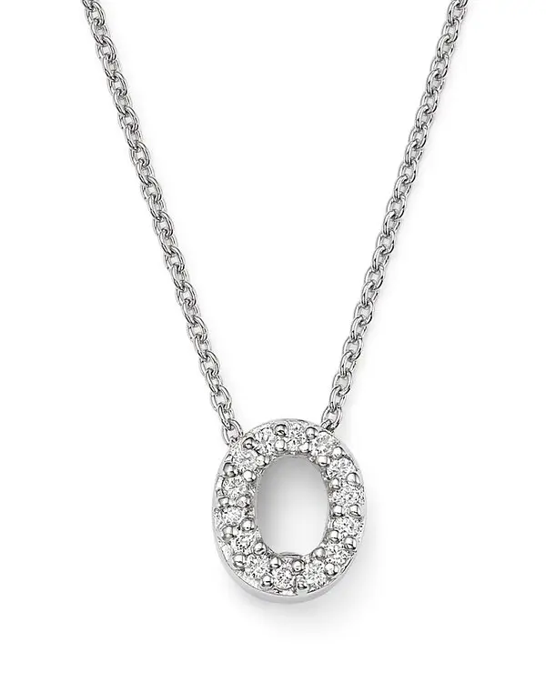 Roberto Coin 18k White Gold Initial Diamond Pendant Necklace - O