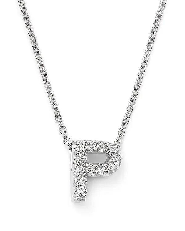 Roberto Coin 18k White Gold Initial Diamond Pendant Necklace - P