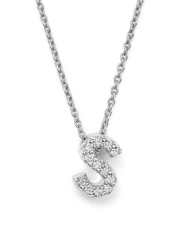 Roberto Coin 18k White Gold Diamond Initial Pendant Necklace - S