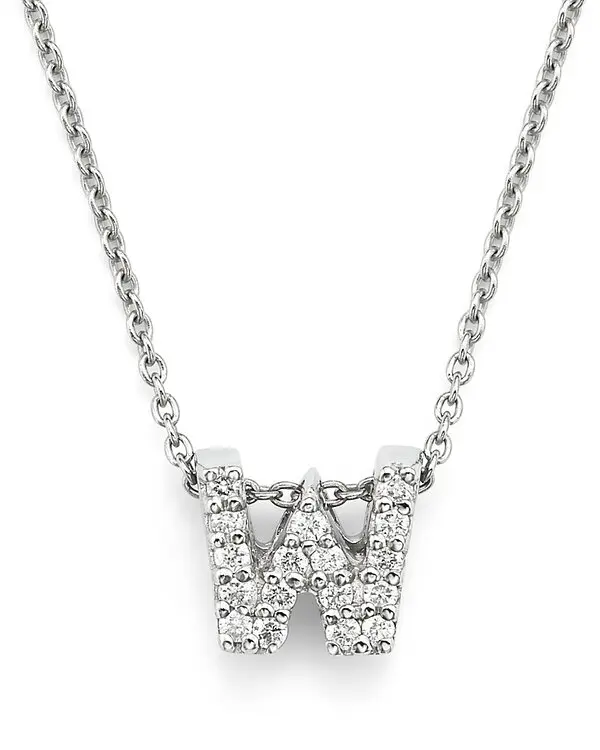 Roberto Coin 18k White Gold Initial Diamond Pendant Necklace - W
