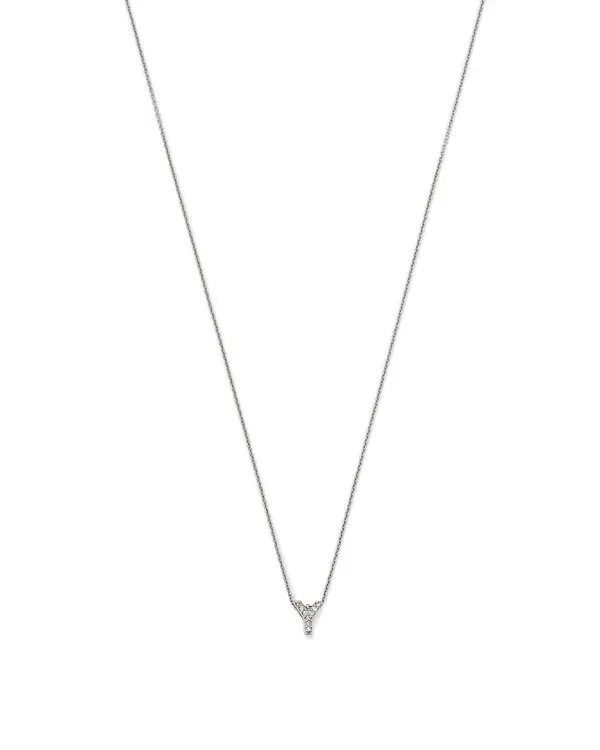 Roberto Coin 18k White Gold Diamond Initial Pendant Necklace - Y