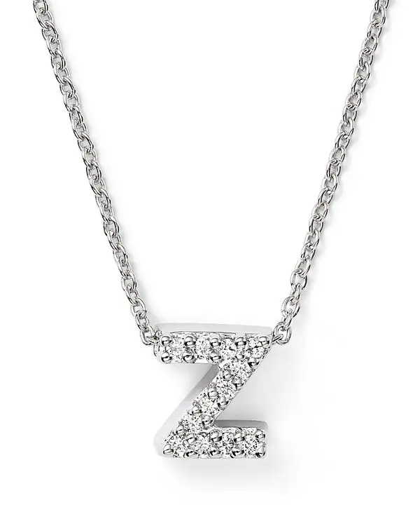 Roberto Coin 18k White Gold Diamond Initial Pendant Necklace - Z