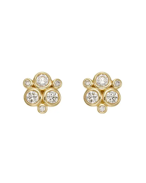 Temple St. Clair 18k Yellow Gold And Diamond Trio Earrings - White/gold