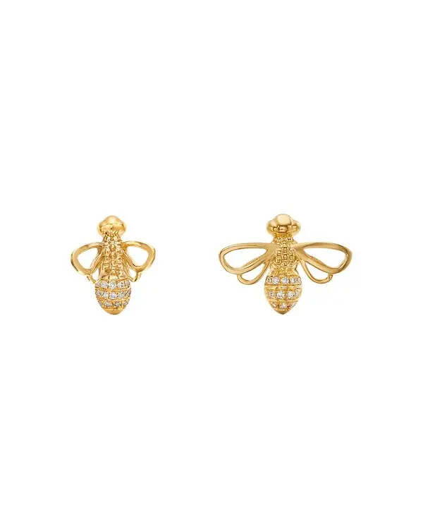 Temple St. Clair 18k Yellow Bee Diamond Stud Earrings
