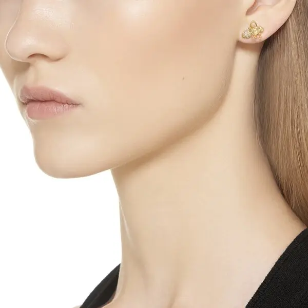 Temple St. Clair 18k Yellow Bee Diamond Stud Earrings