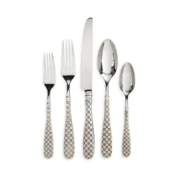 MACKENZIE-CHILDS 5 Piece Check Flatware Place Setting - No Color