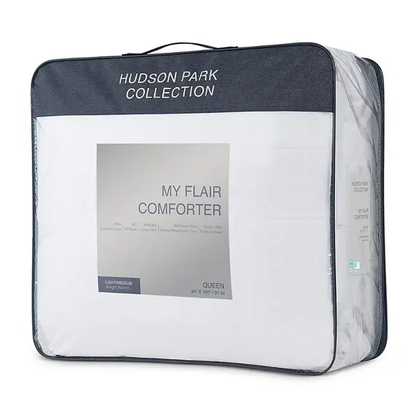 HUDSON PARK COLLECTION My Flair Asthma & Allergy Friendly Down Comforter, Light/medium Queen Exclusive - White
