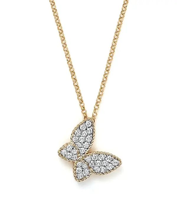 Roberto Coin 18k Yellow Gold Diamond Butterfly Necklace - White/gold